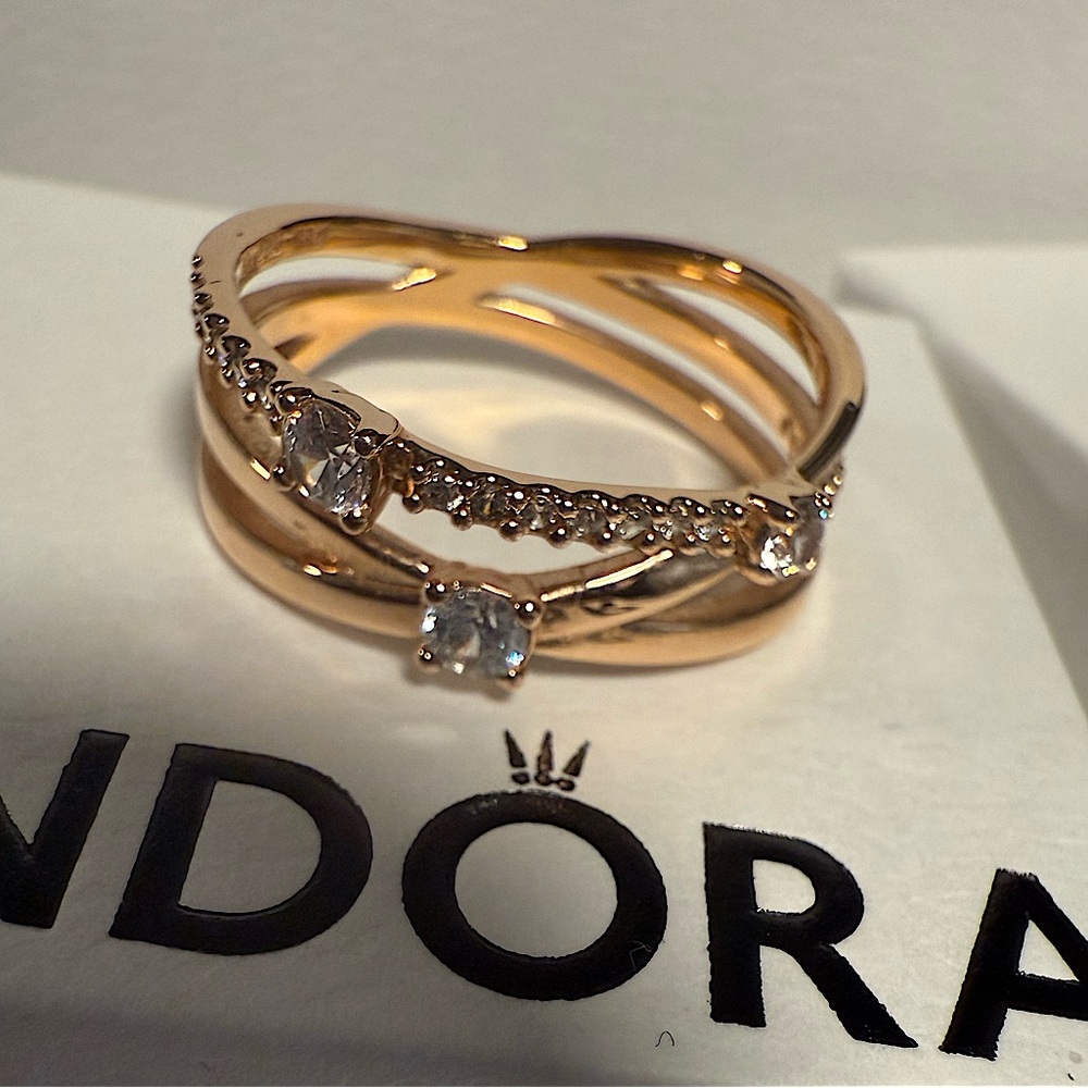 Authentic Pandora Sparkling Triple Band Ring - Gem